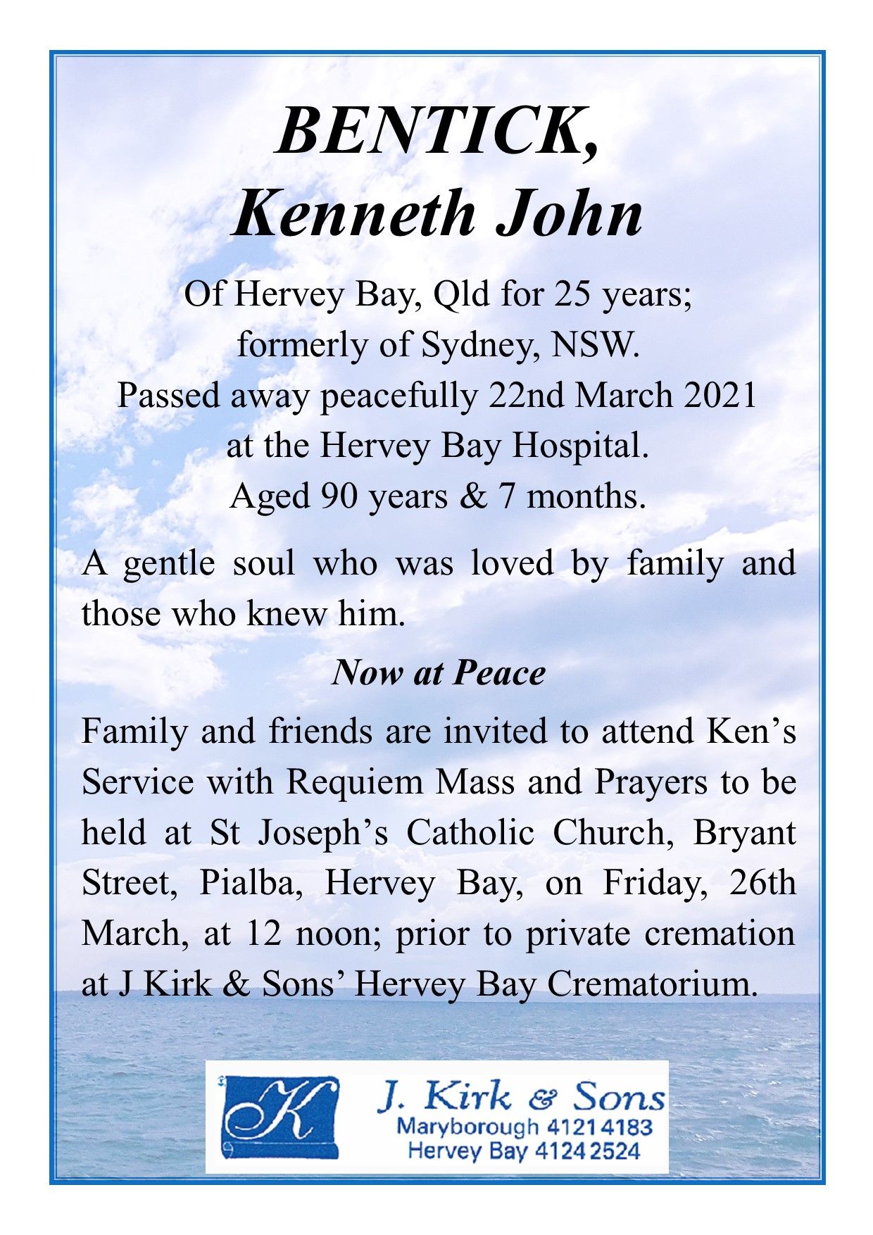 Funeral Notices and Memorials | Hervey Bay and Maryborough