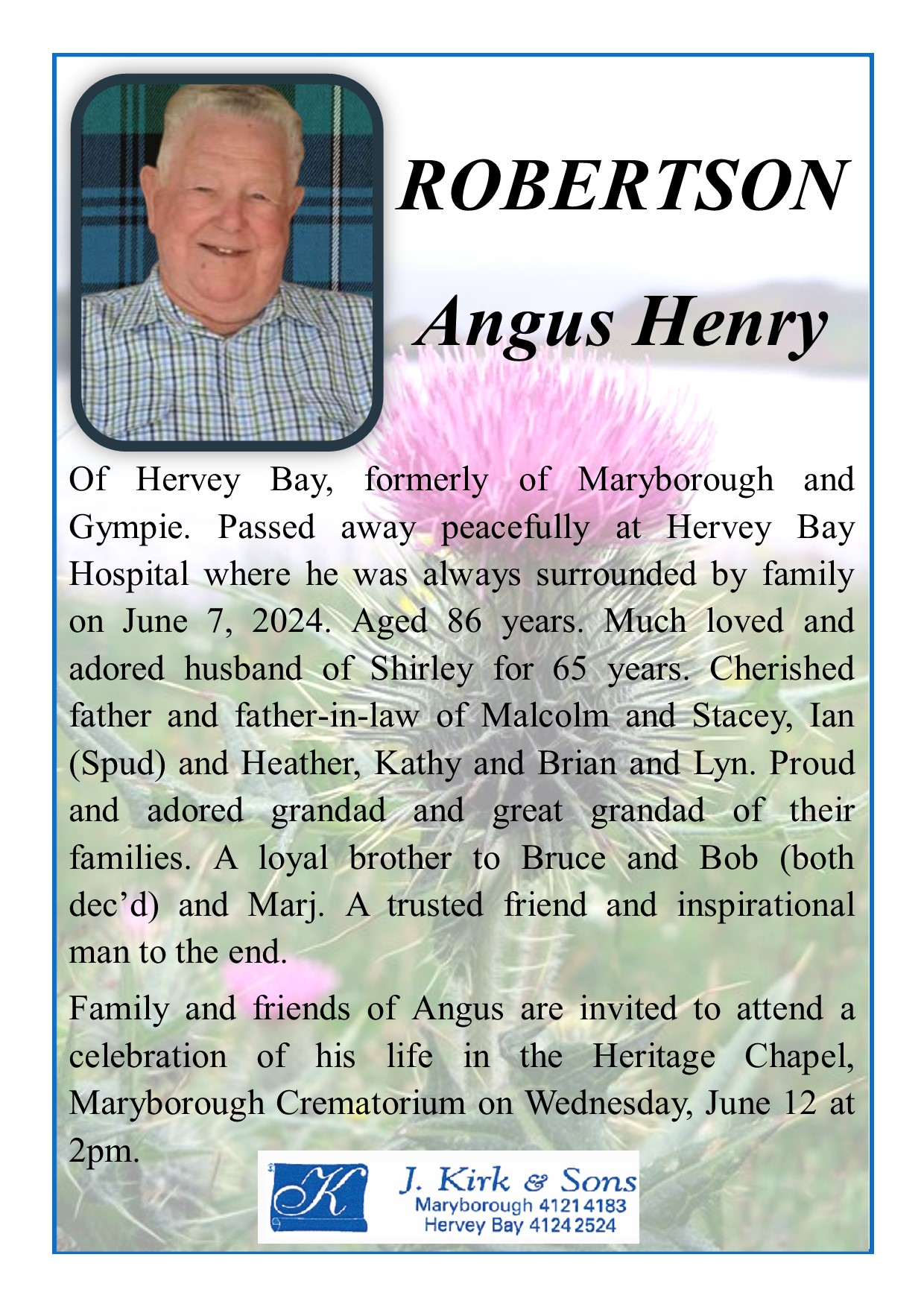 Funeral Notices and Memorials | Hervey Bay and Maryborough
