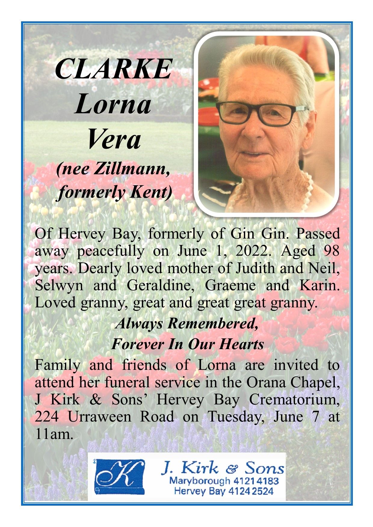 Funeral Notices and Memorials | Hervey Bay and Maryborough