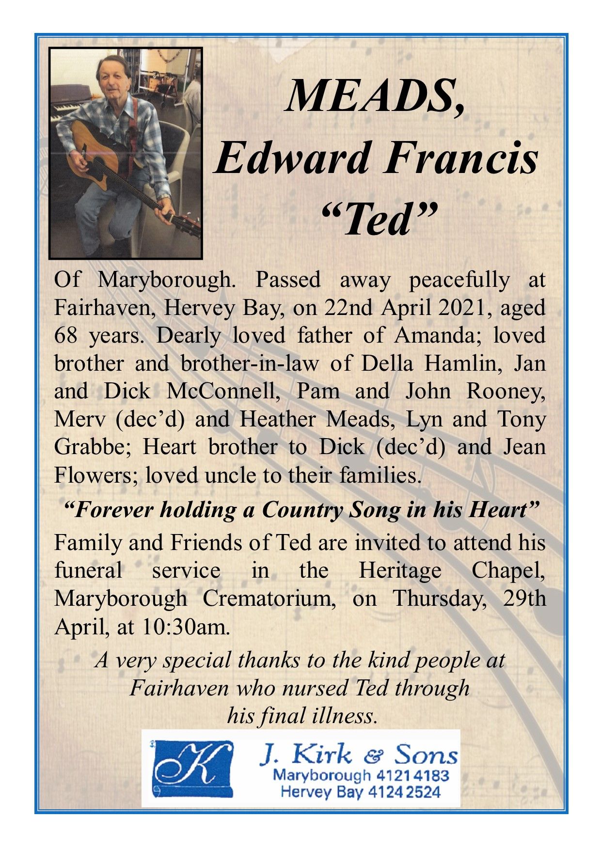 Funeral Notices and Memorials | Hervey Bay and Maryborough