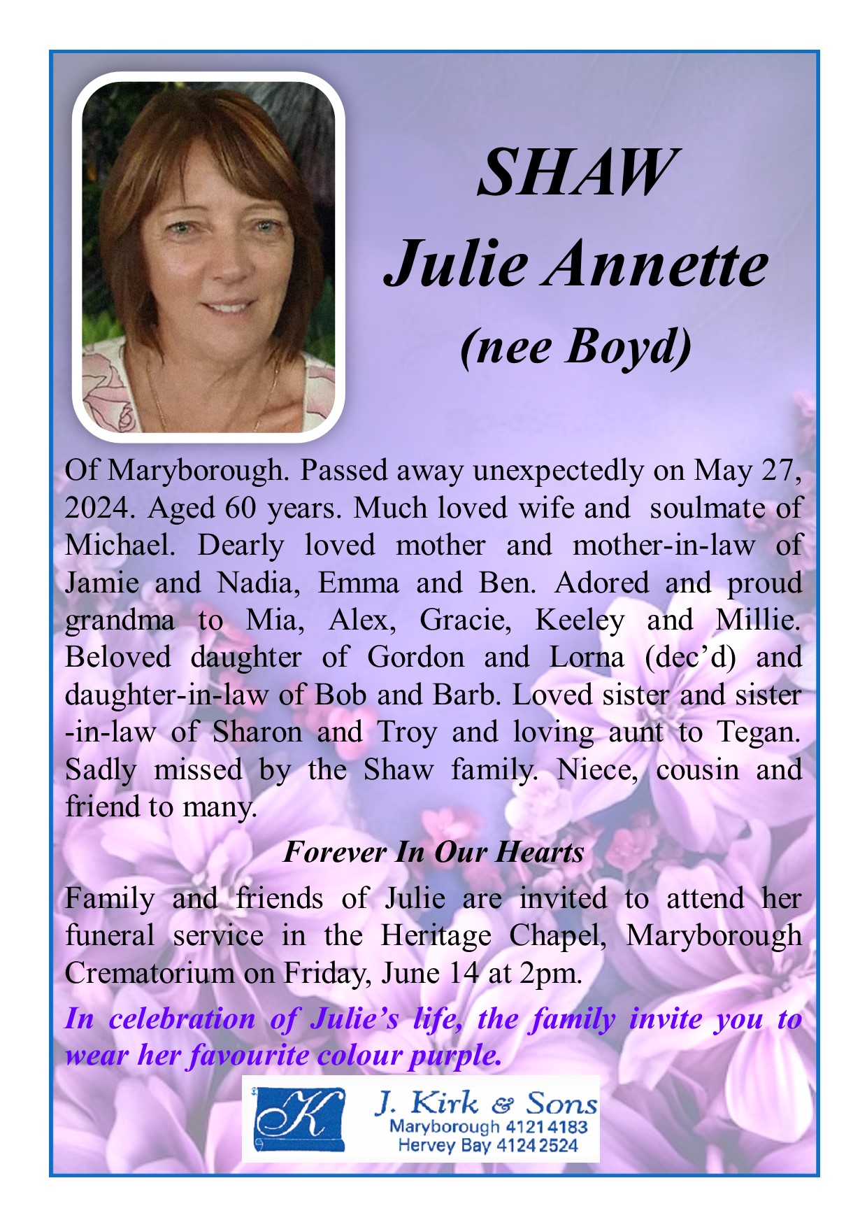 Funeral Notices and Memorials | Hervey Bay and Maryborough