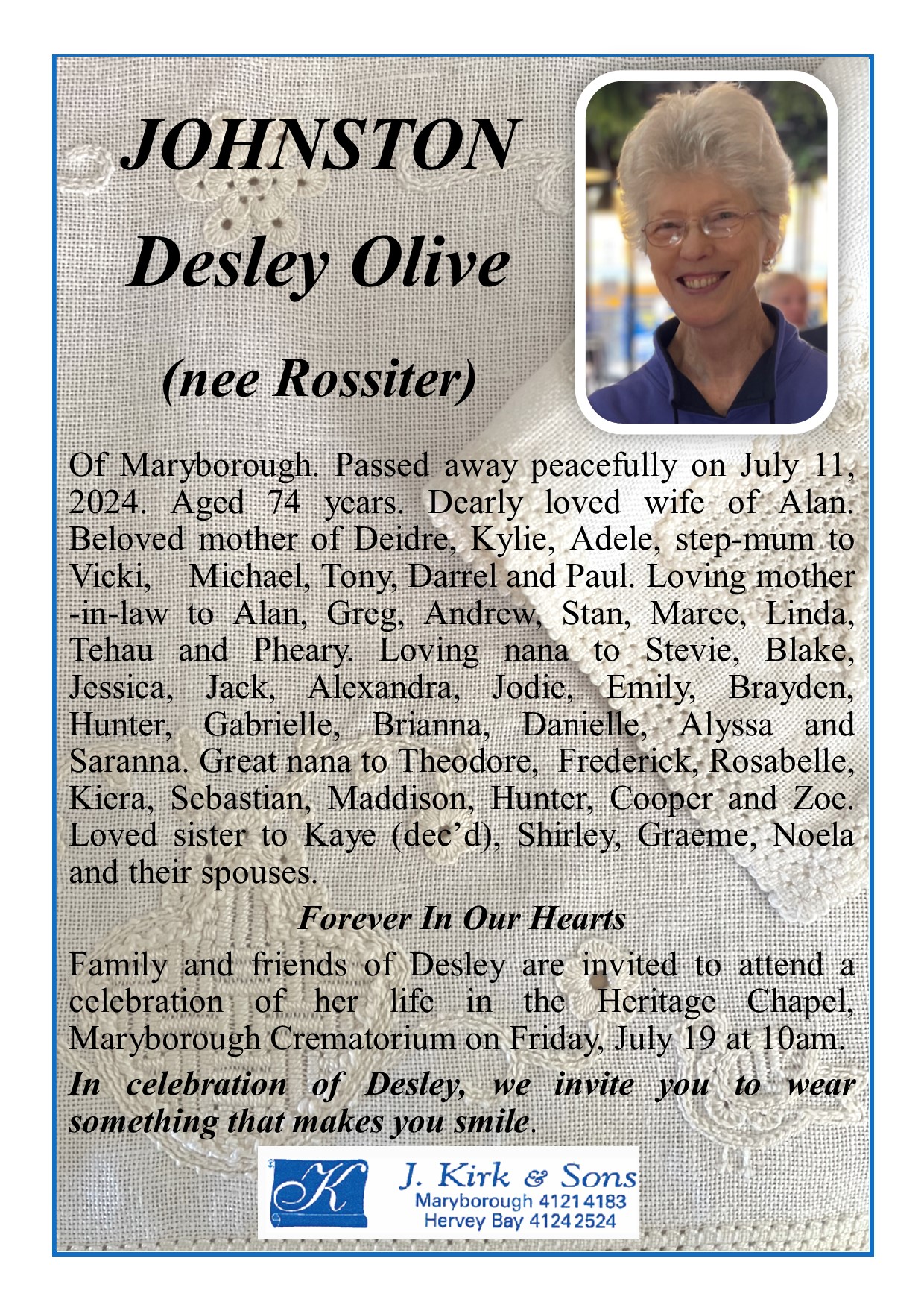 Funeral Notices and Memorials | Hervey Bay and Maryborough