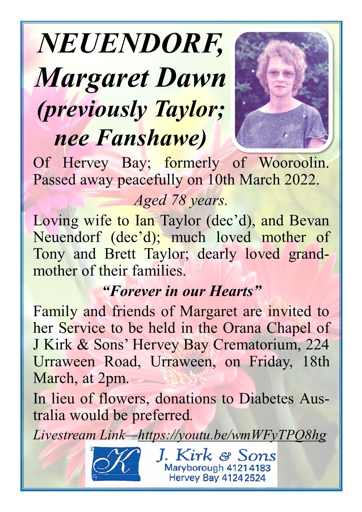 Funeral Notices and Memorials | Hervey Bay and Maryborough