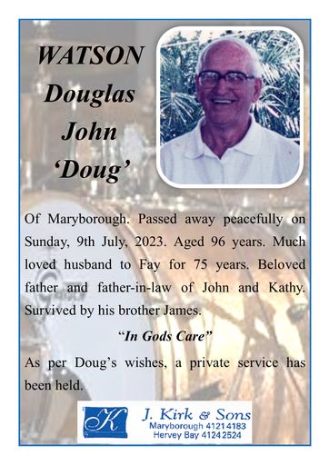 Funeral Notices and Memorials | Hervey Bay and Maryborough