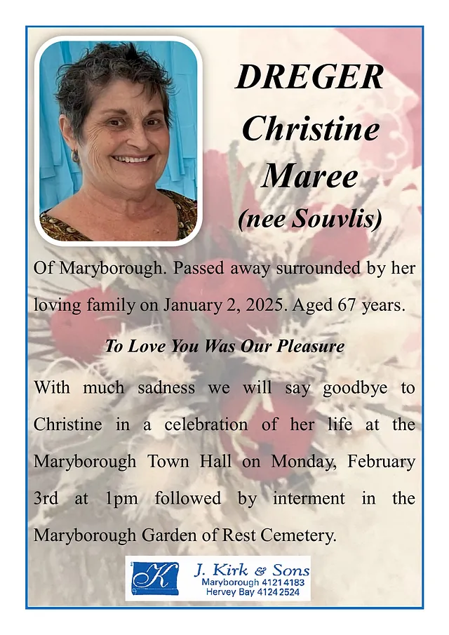 Funeral Notices and Memorials in Hervey Bay, Maryborough | J Kirk Sons ...