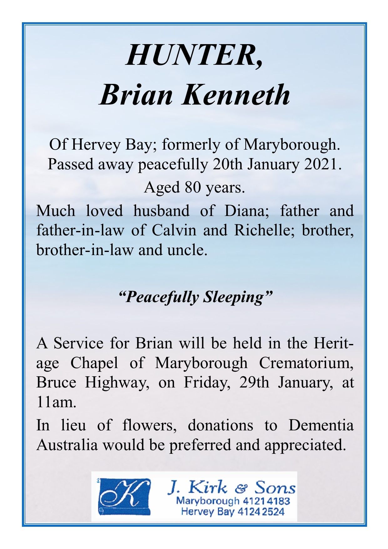 Funeral Notices and Memorials | Hervey Bay and Maryborough