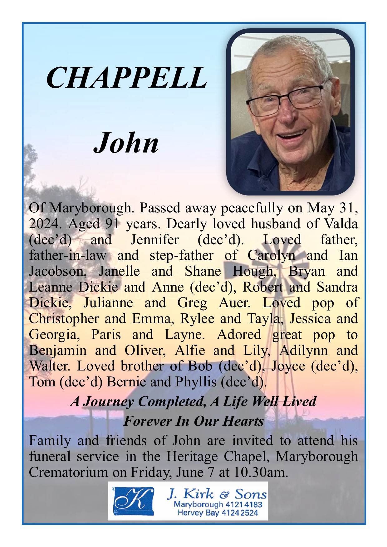 Funeral Notices and Memorials | Hervey Bay and Maryborough