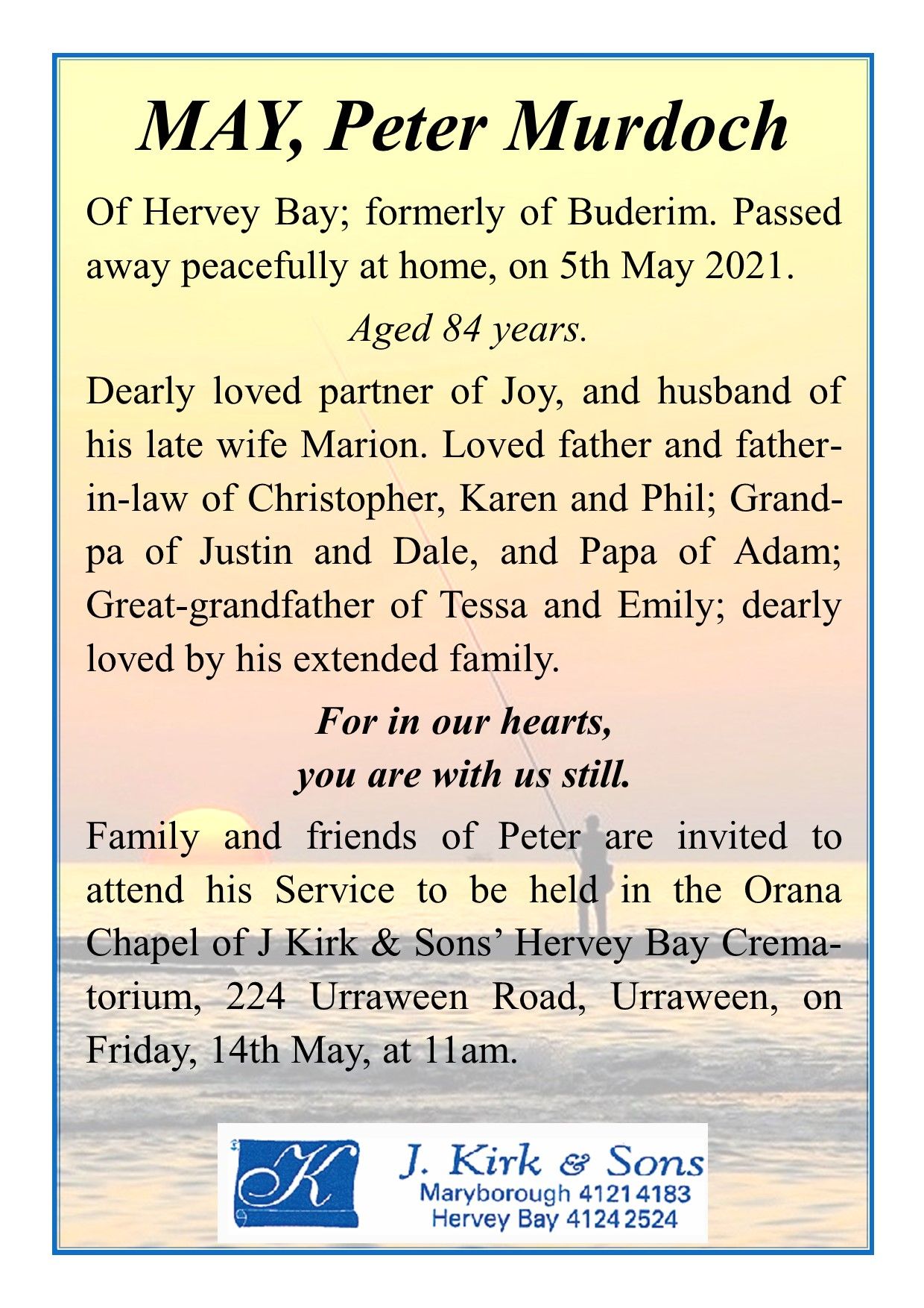 Funeral Notices and Memorials | Hervey Bay and Maryborough