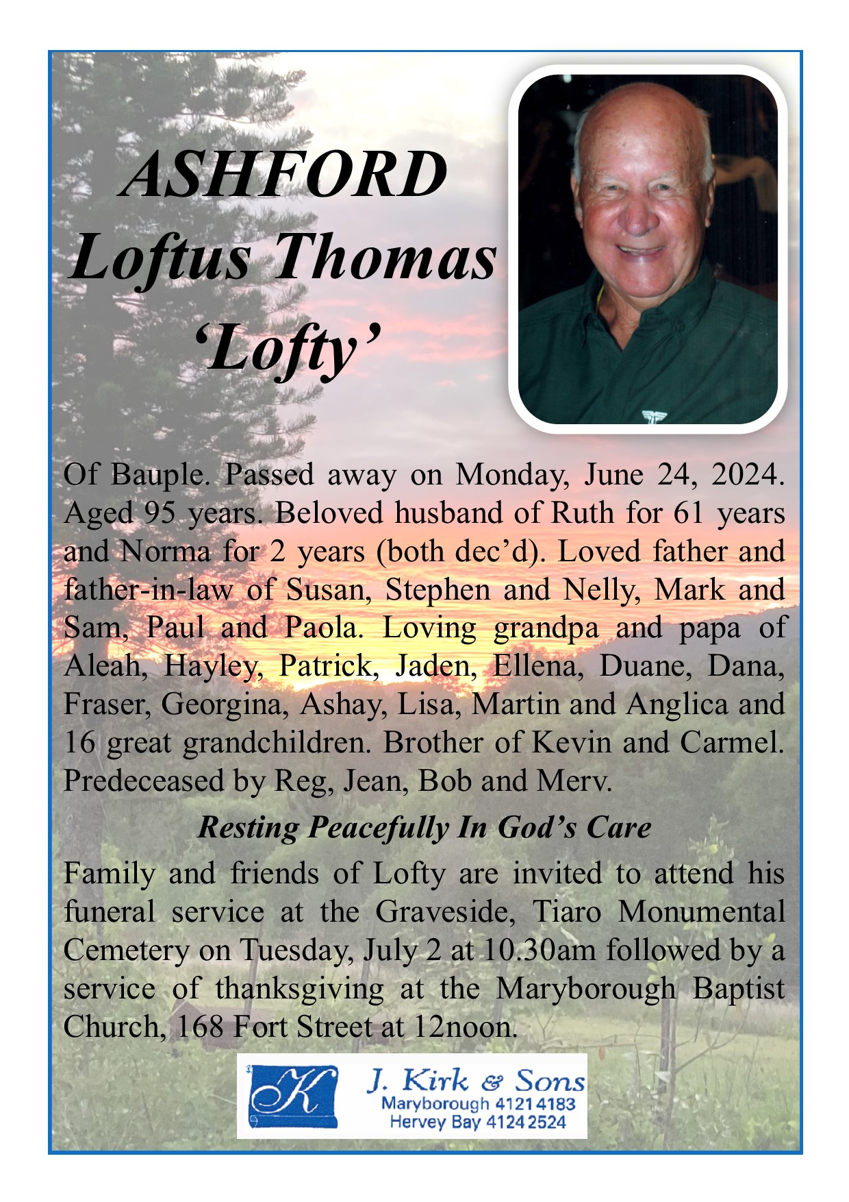 Funeral Notices and Memorials | Hervey Bay and Maryborough