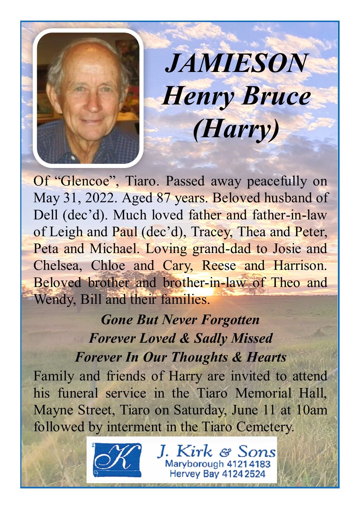Funeral Notices and Memorials | Hervey Bay and Maryborough