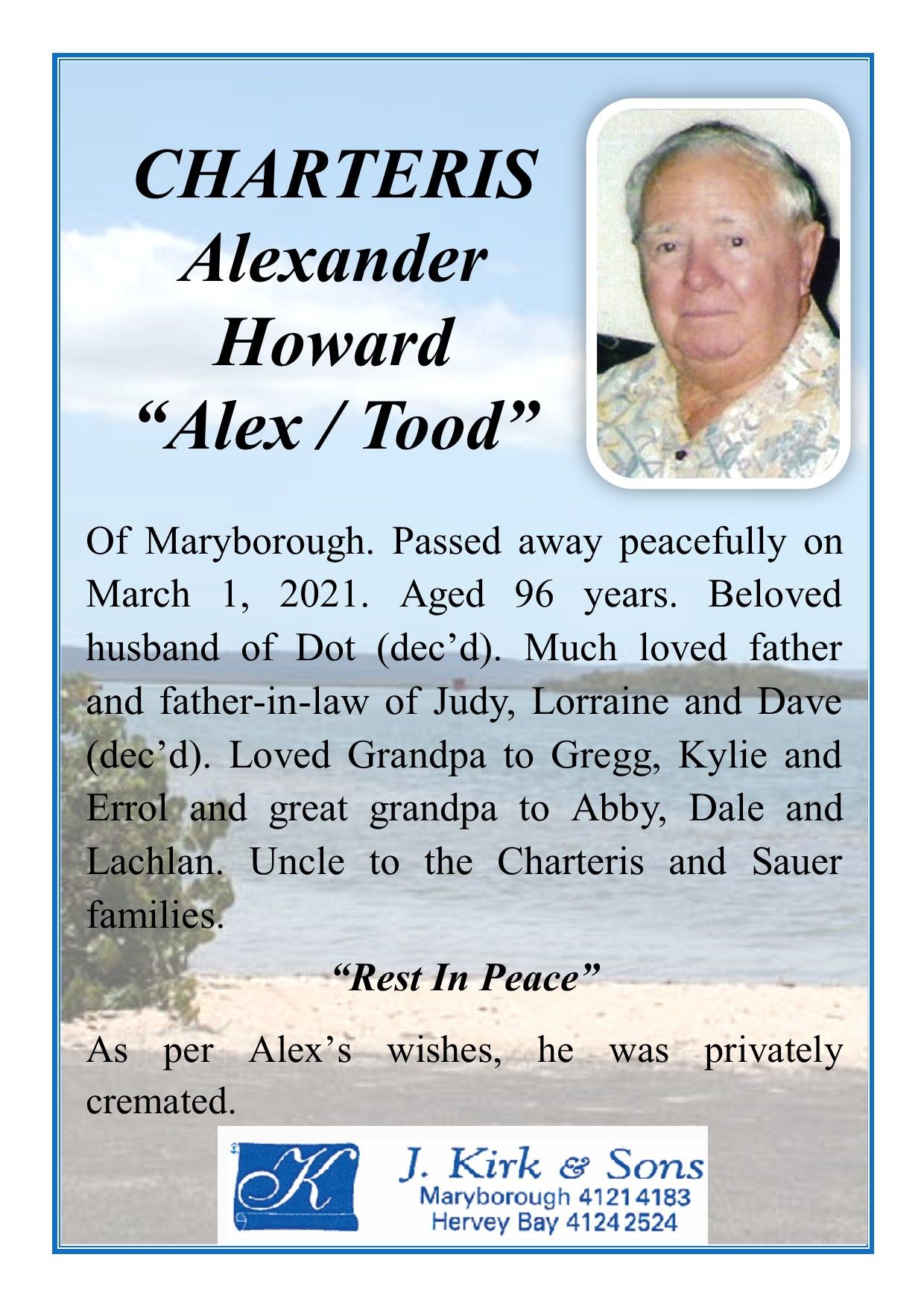 Funeral Notices and Memorials | Hervey Bay and Maryborough